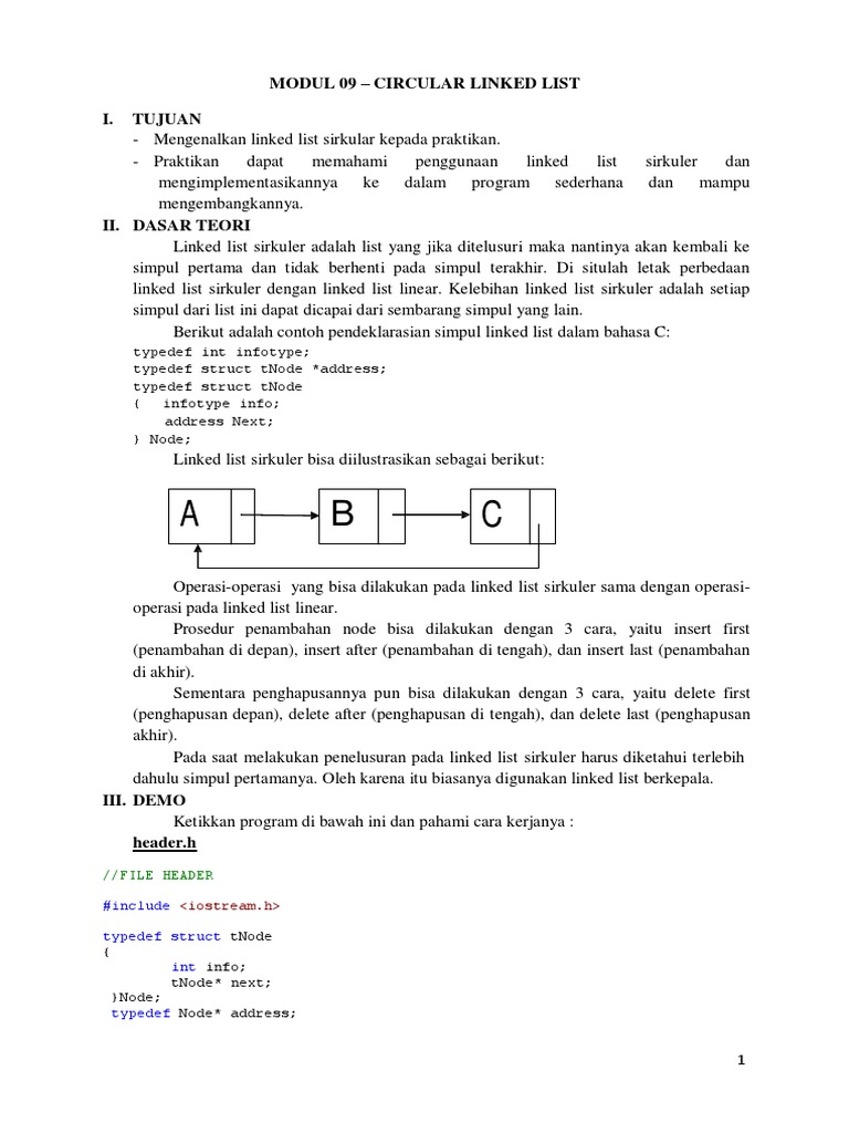 Struktur Data Modul 09 Circular Linked L PDF | PDF
