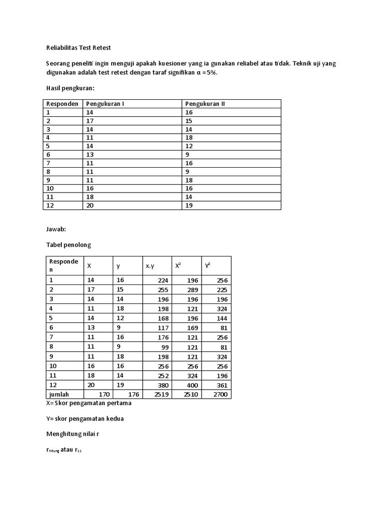 Reliabilitas Test Retest Pdf