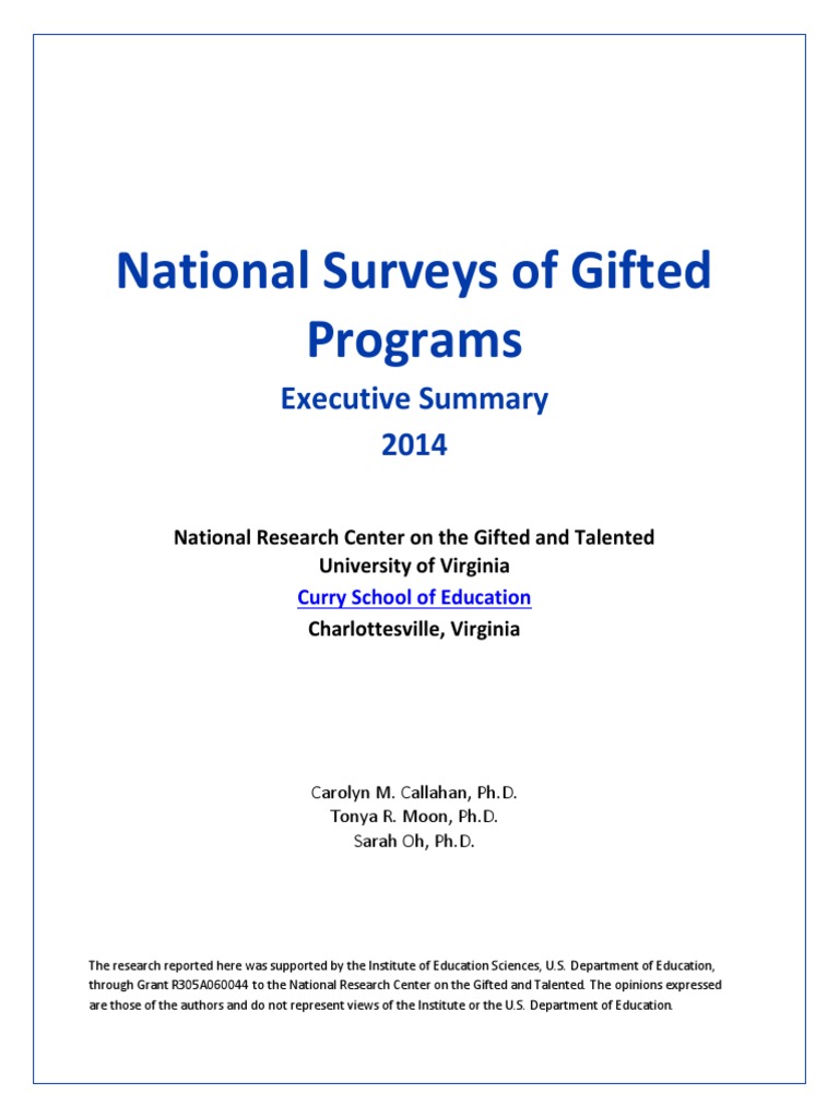 2014 Survey of GT Programs Exec Summ | PDF | Gifted Education ...