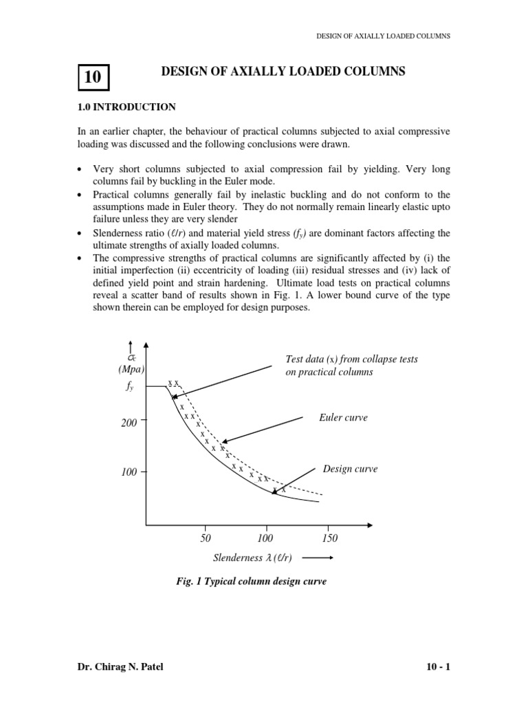 Design of Axially Loaded Columns - Steel PDF | Download Free PDF ...