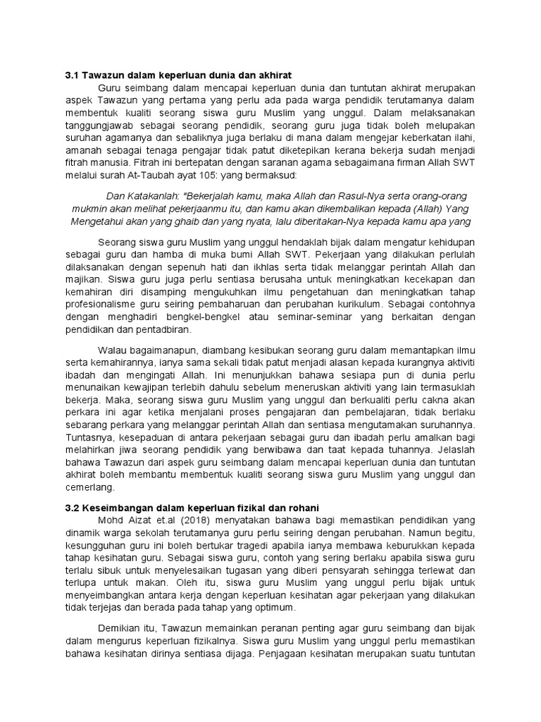 Keseimbangan Tawazun dalam Pendidikan | PDF