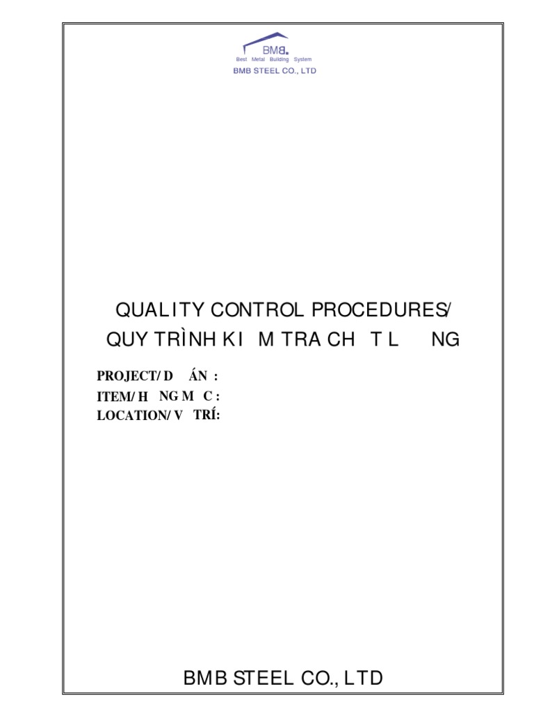 Fabrication Quality Procedure Document at Factory Update 2017 PDF ...