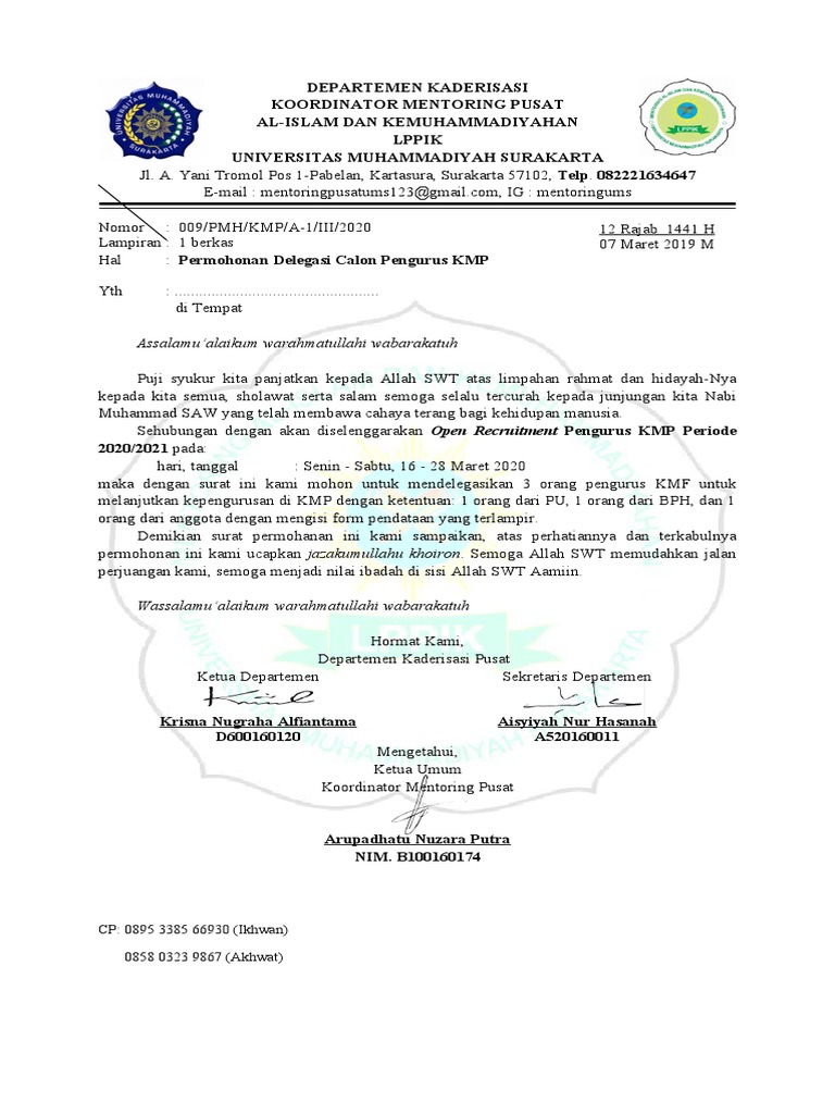 Surat Permohonan Delegasi | PDF