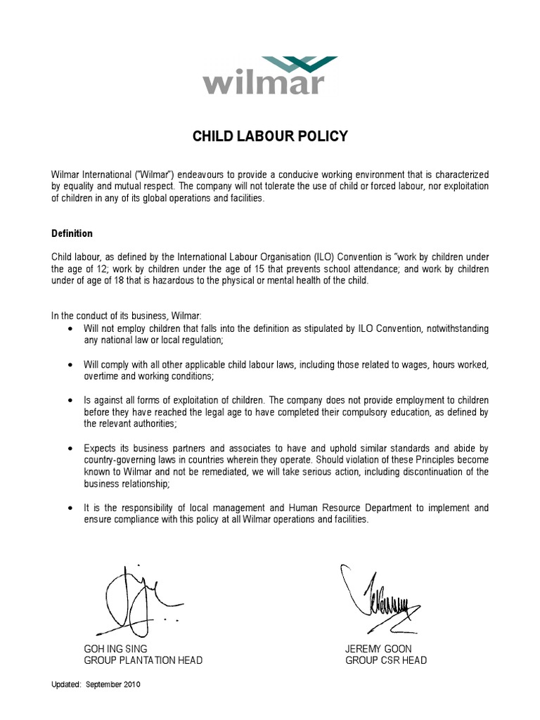 Child Labour Policy: Updated: September 2010 | PDF