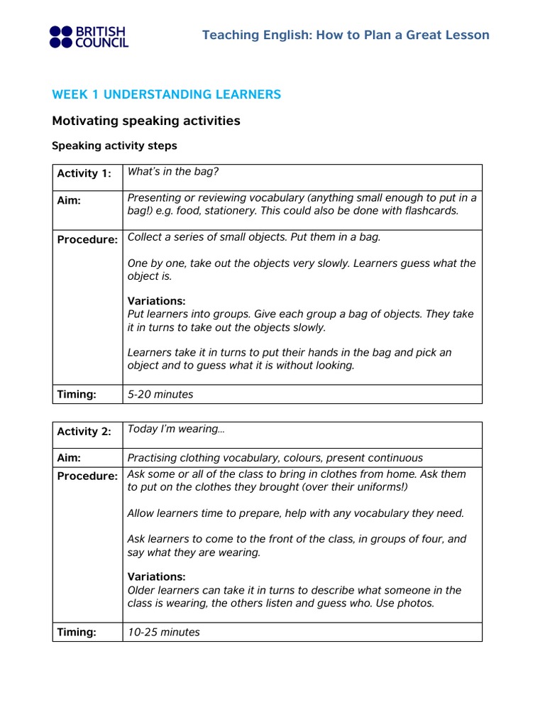 UL Motivating Speaking Activities Steps | PDF | Career & Growth