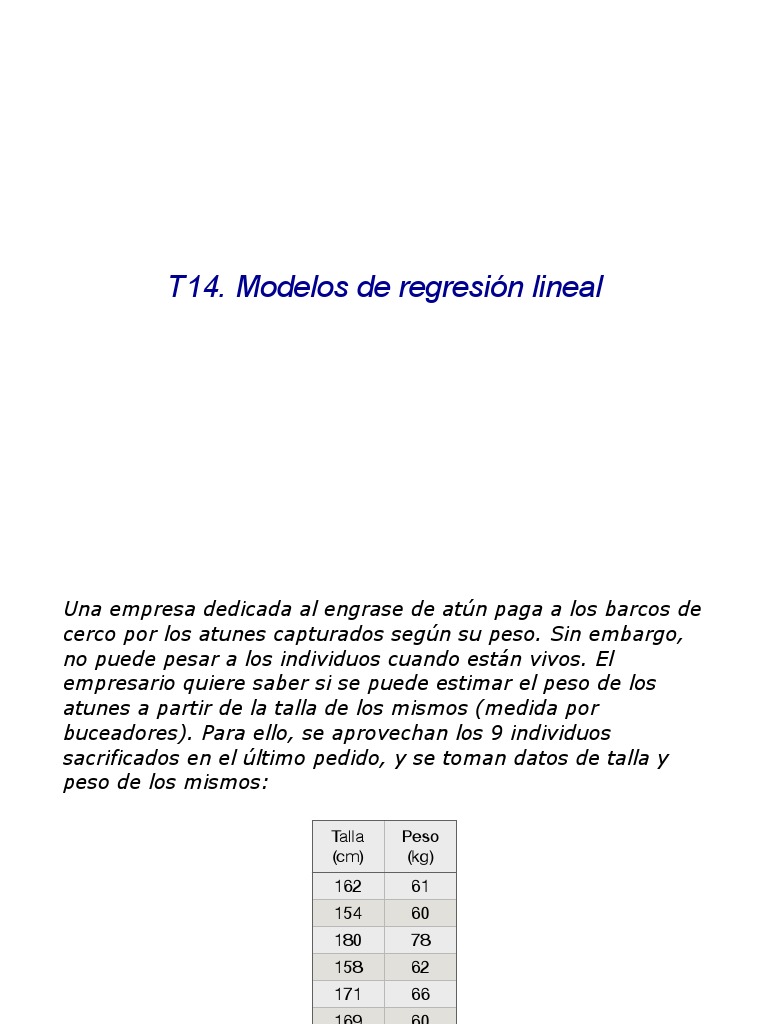T14. Modelos de Regresión Lineal | PDF | Análisis de regresión | Regresión lineal