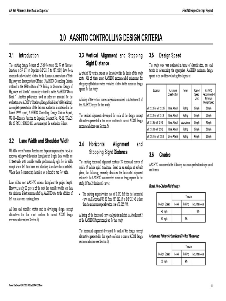 AASHTO CONTROLLING DESIGN CRITERIA Grade | PDF | Lane | Interchange (Road)