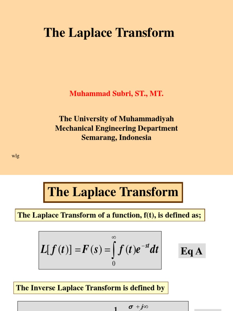 An Introduction to Important Concepts and Properties of the Laplace ...