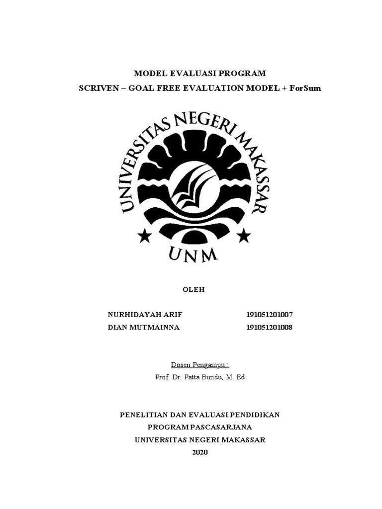 Model Evaluasi Goal Free Scriven | PDF | Karier & Perkembangan | Seni