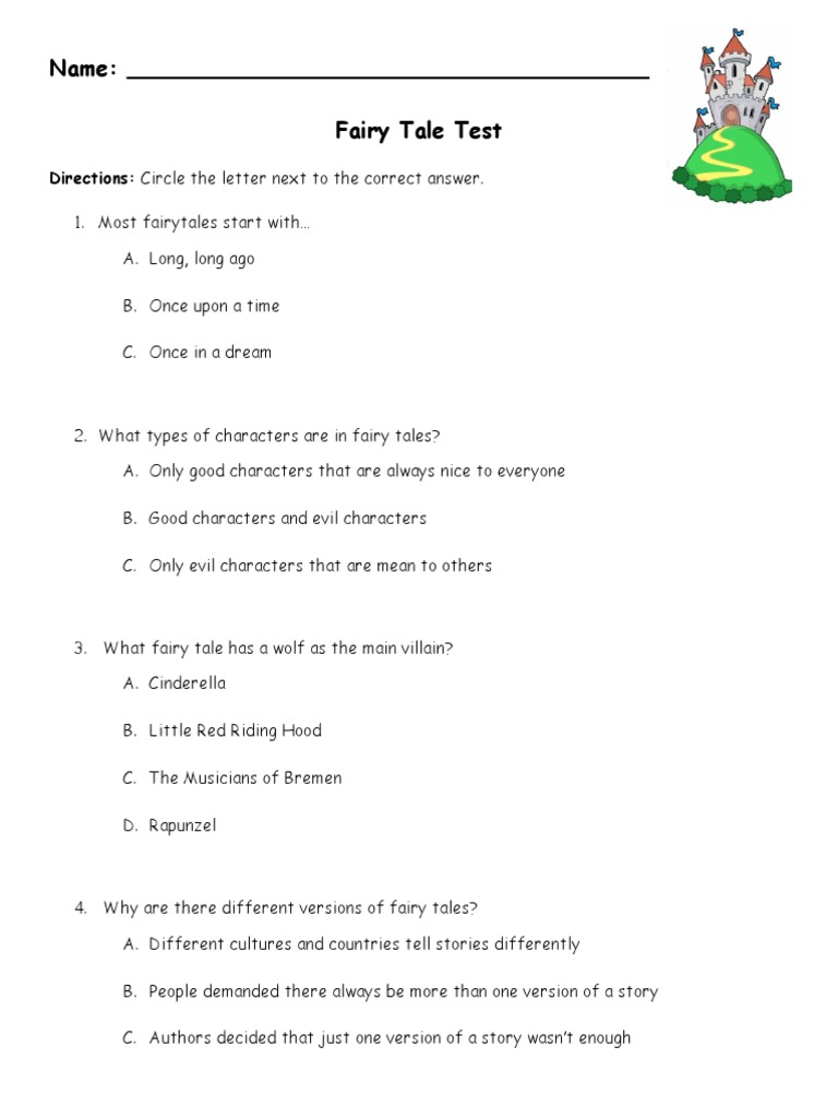 Fairytale Post Test | PDF | Fairy Tales | Cinderella