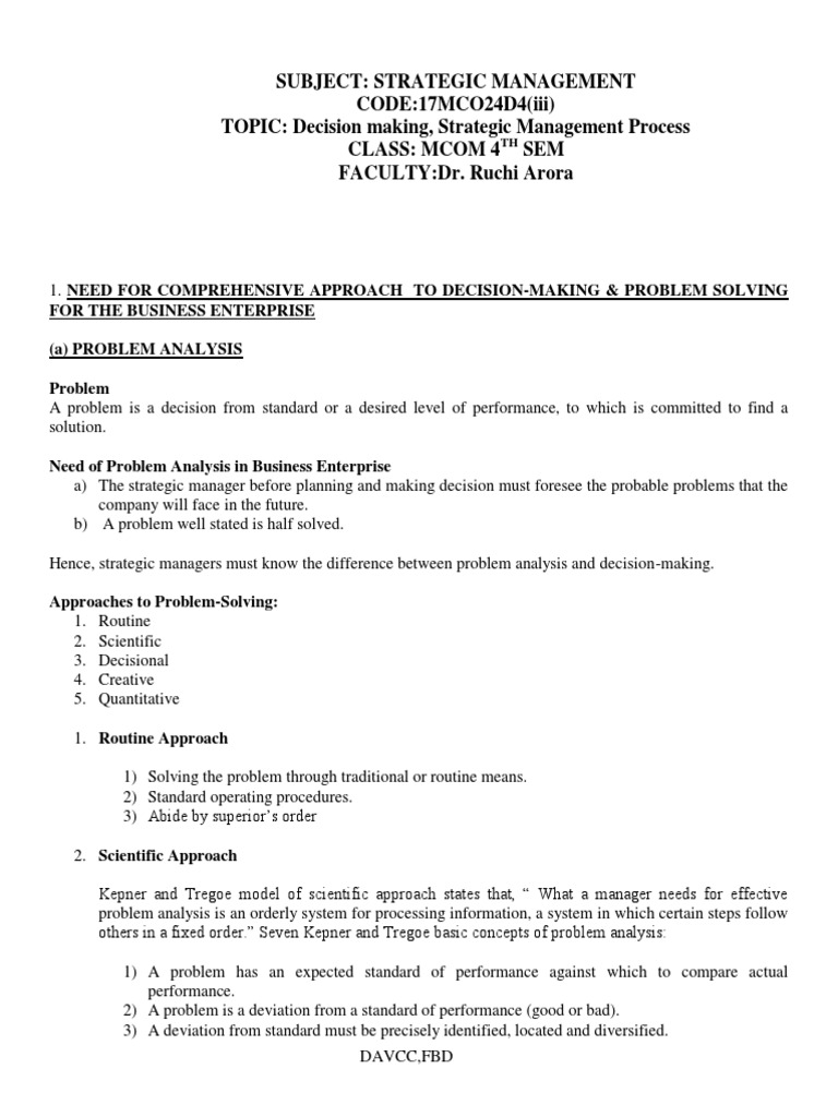 Strategic Management Mcom 4TH Sem PDF | PDF | Strategic Management ...