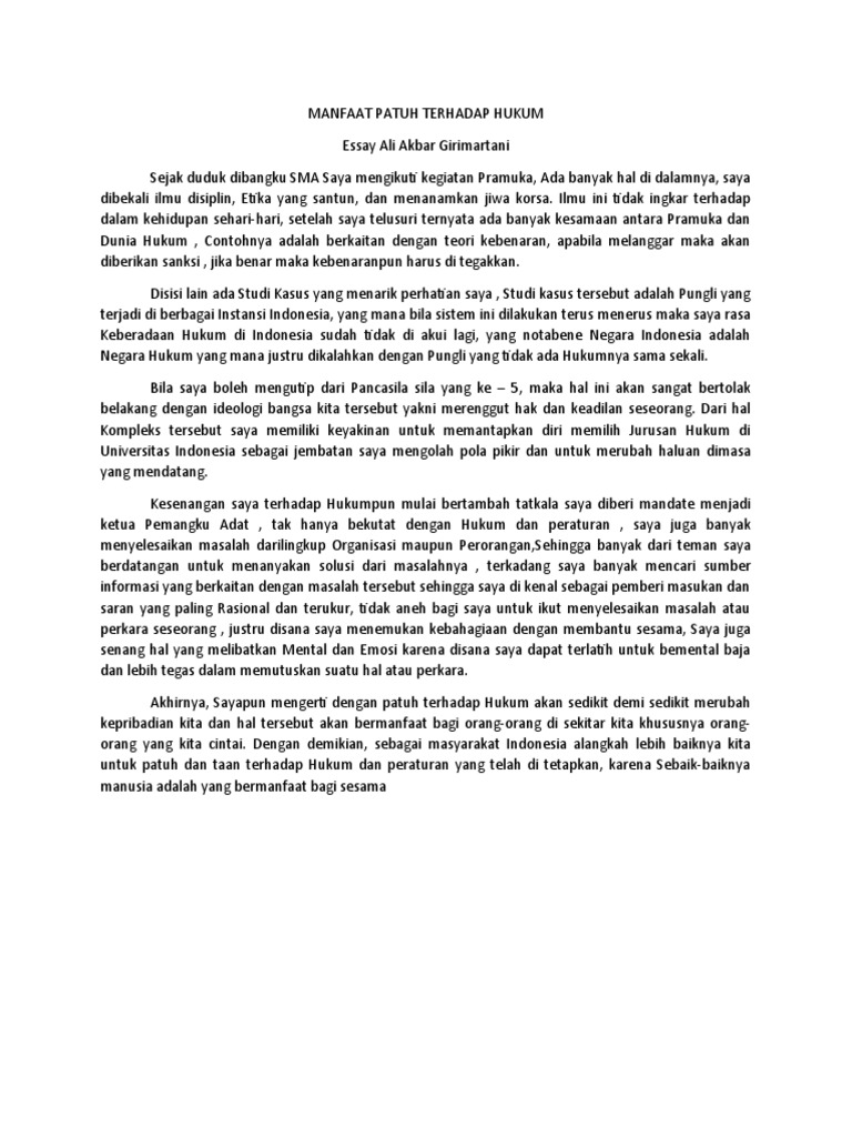 Manfaat Patuh Hukum bagi Masyarakat | PDF