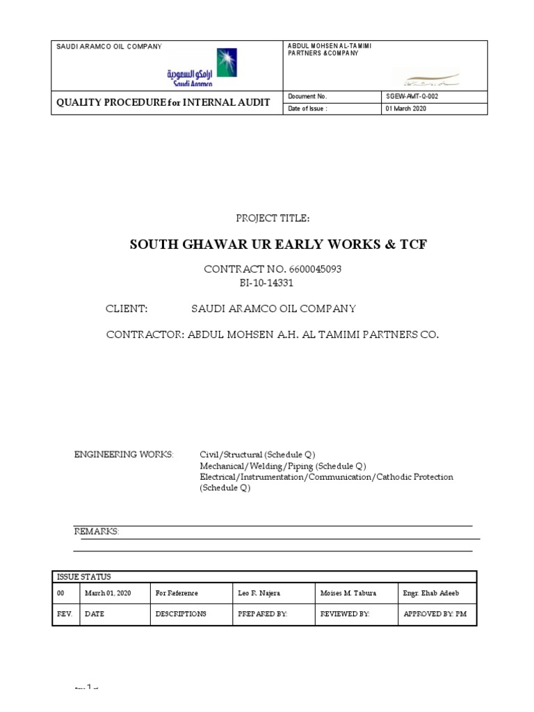 Quality Procedure Internal Audit | PDF | Iso 9000 | Quality Management ...