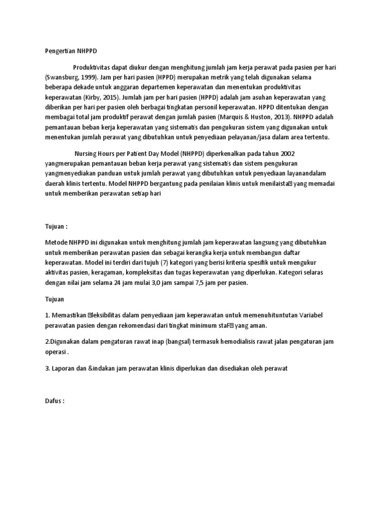 Model NHPPD untuk Produktivitas Perawat | PDF