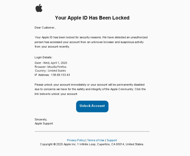 Your Apple ID Has Been Locked: Unlock Account | PDF