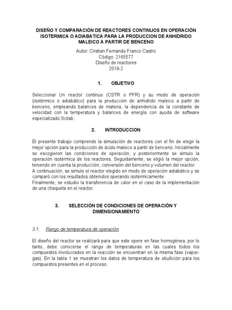 Anhidrido Maleico | PDF | Reactor Quimico | Motor a reacción