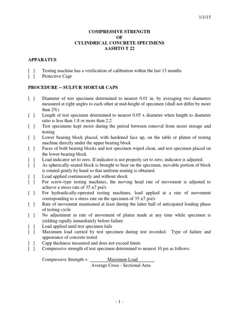 Aashto t22 Form | PDF | Strength Of Materials | Materials Science