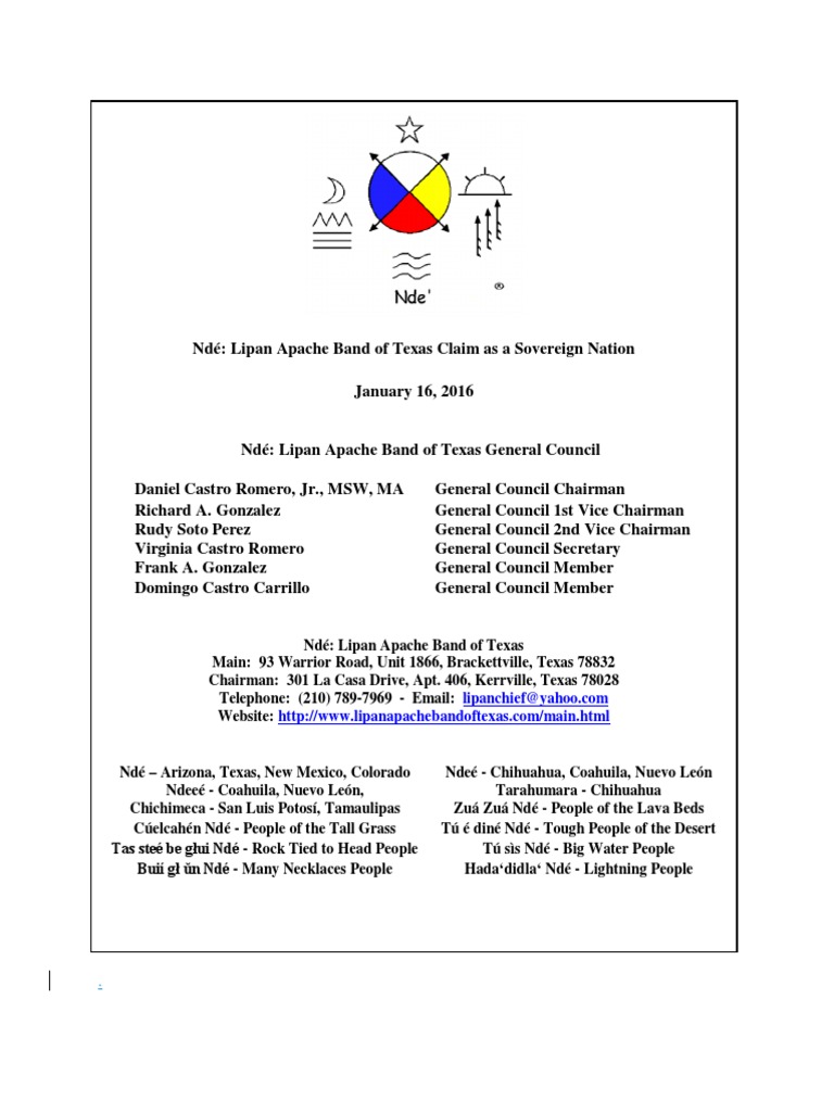Lipan Apache Band of Texas - Lipan Apache Band of Texas Claim As A ...