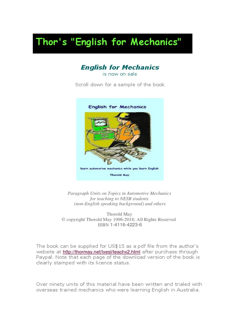 English For Mechanics PDF | PDF | Ignition System | Bearing (Mechanical)