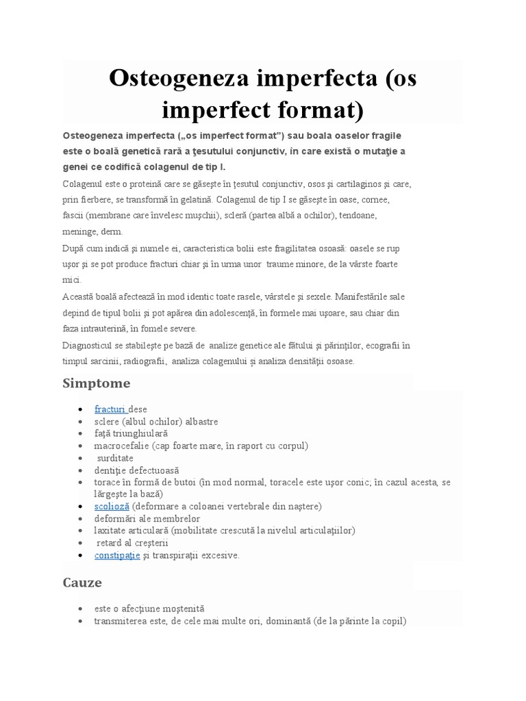 Osteogeneza Imperfecta Referat | PDF