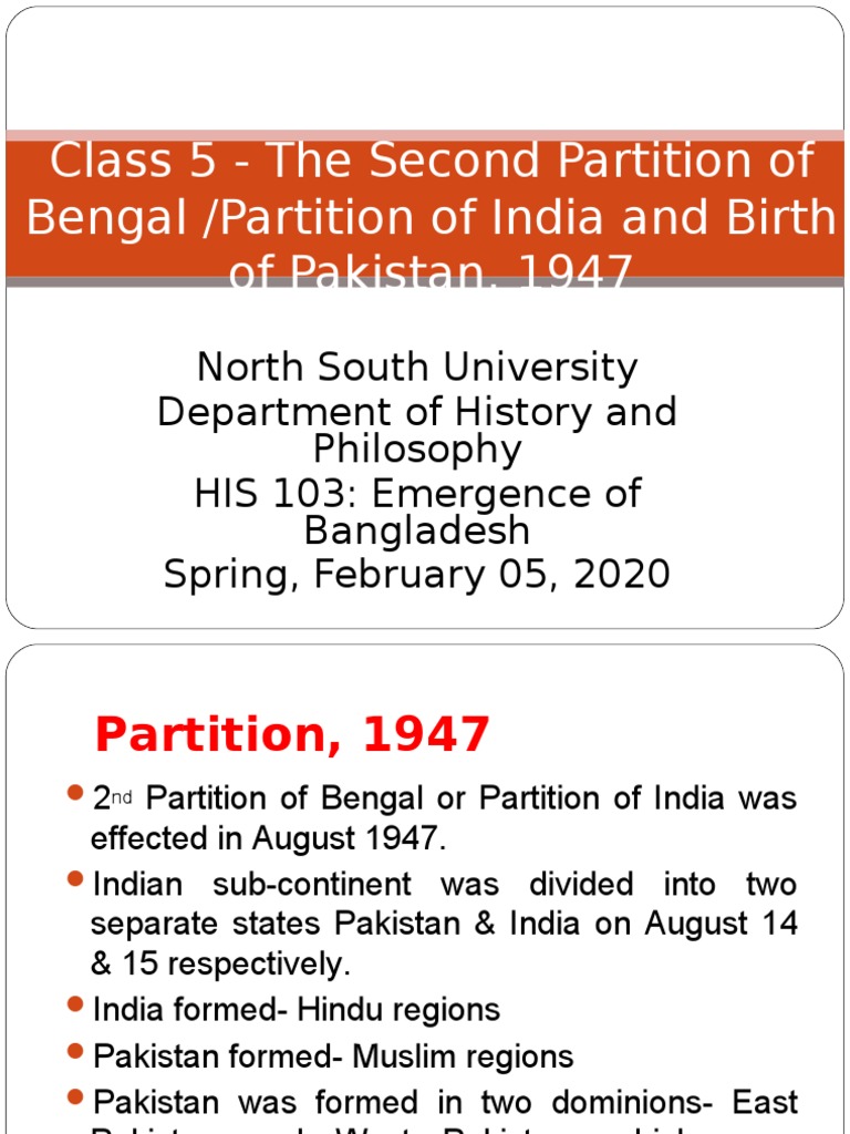 Class 05 - Birth of Pakistan 1947, Spring 2020 | PDF | All India Muslim ...