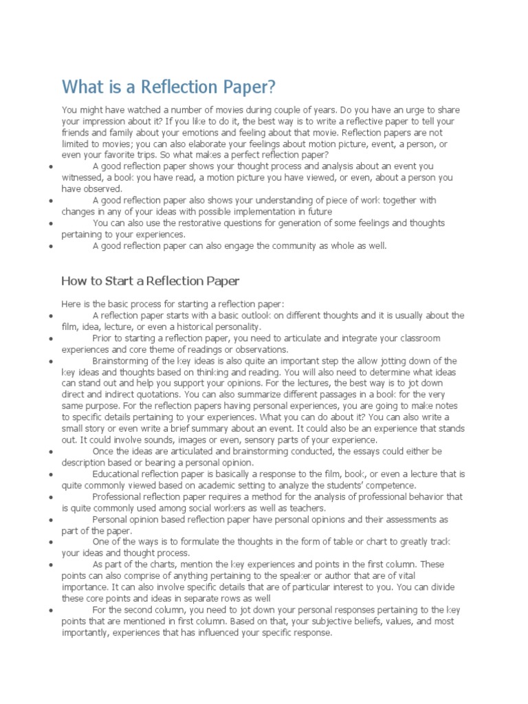 Tips and Advices On Writing A Reflection Paper | PDF | Essays | Thesis