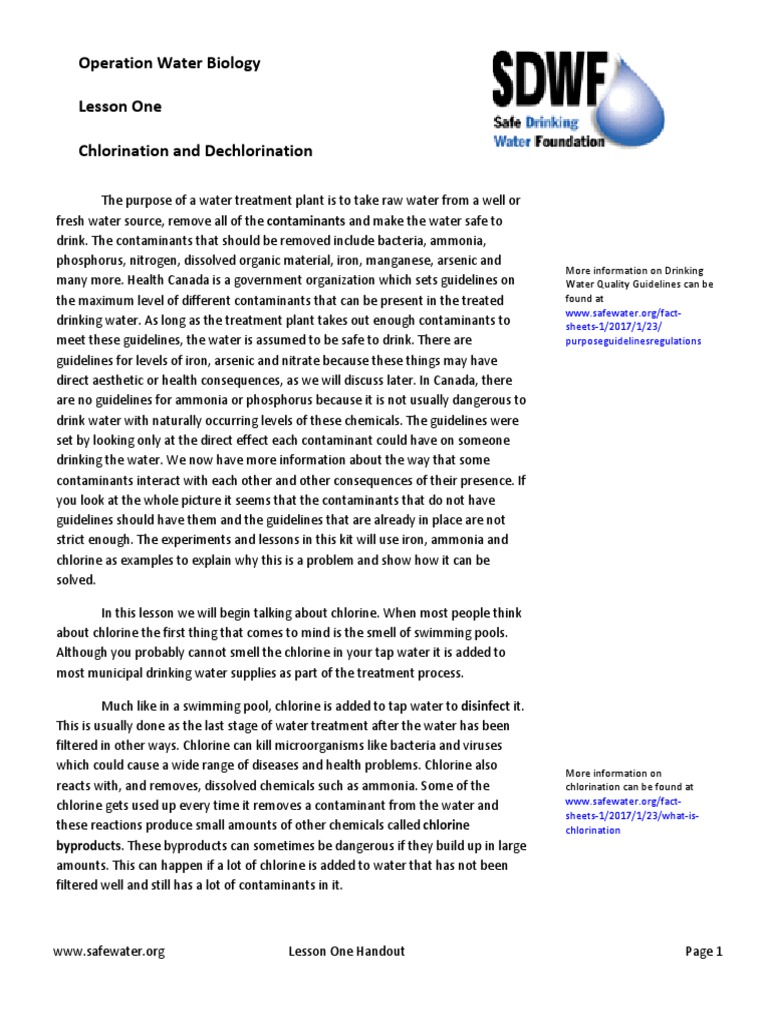 Water Treatment: Chlorination Basics | PDF | Water Purification | Chlorine