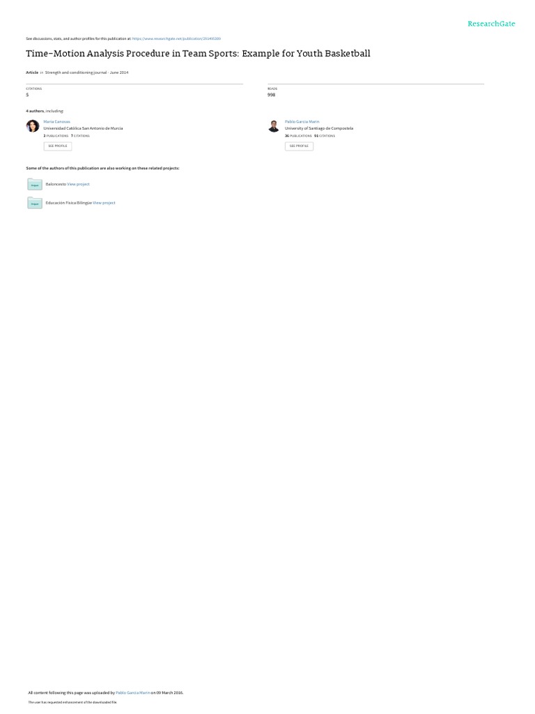 Time-Motion Analysis Procedure in Team Sports: Example For Youth ...