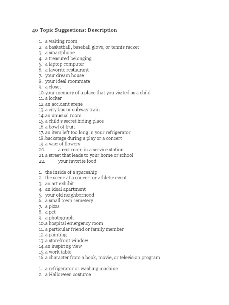 40 Topic Suggestions | Download Free PDF | Essays