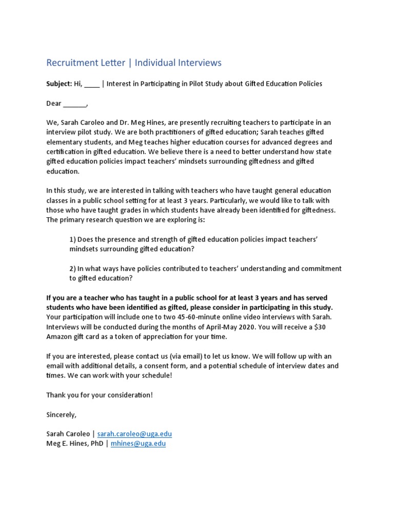 Recruitment Letter | PDF