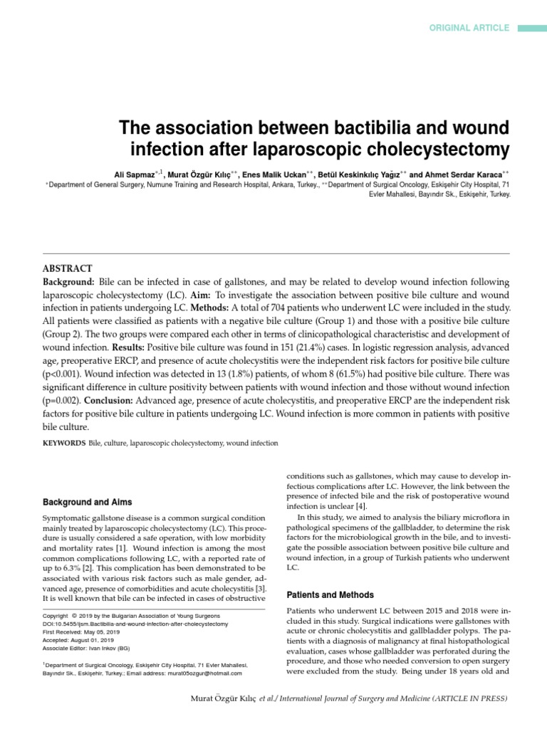 Wound Infection-Laparoscopic | PDF | Gallbladder | Digestive System