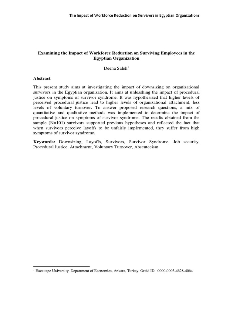 The Impact of Workforce Reduction On Sur PDF | PDF | Layoff | Turnover ...