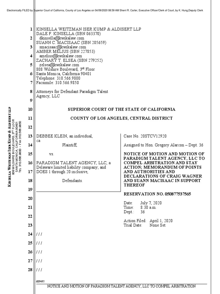 2020-04-09 [Filed] Paradigm Notice and Motion to Compel Arbitration ...