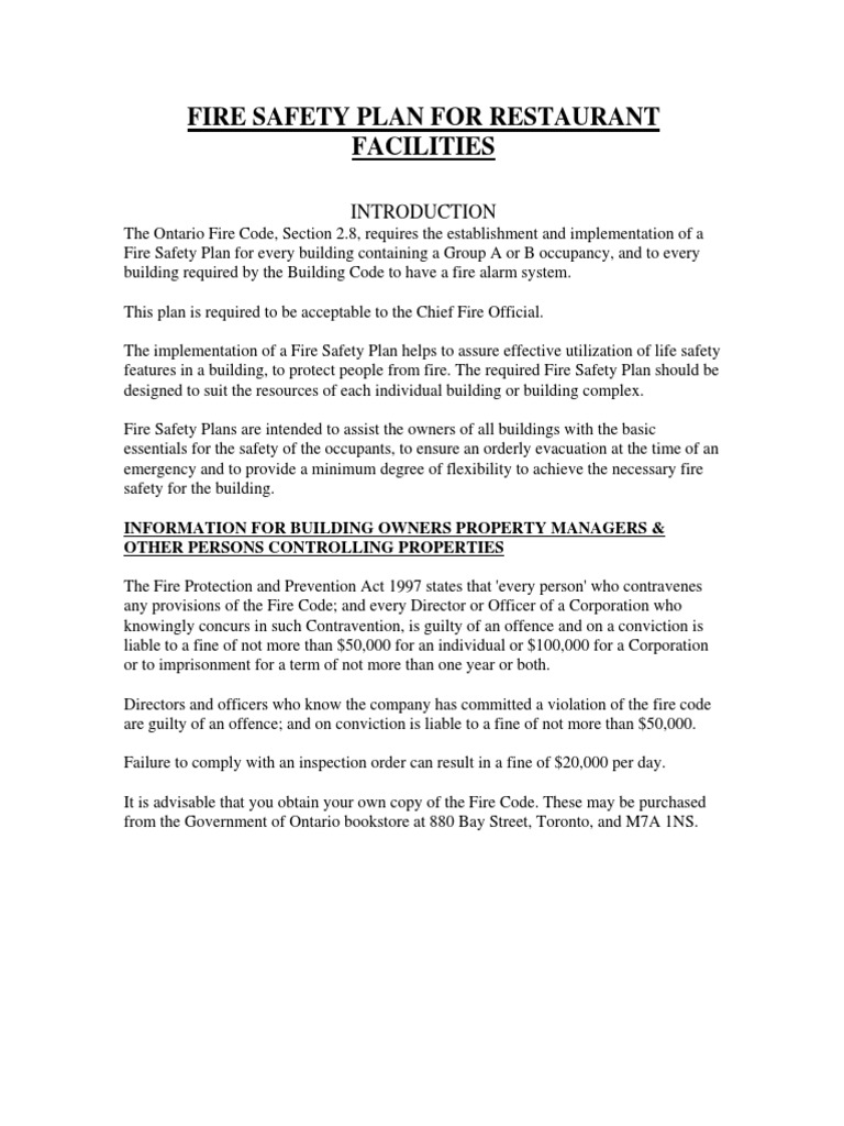 FirePlan Restaurant PDF | PDF | Fire Safety | Emergency Evacuation