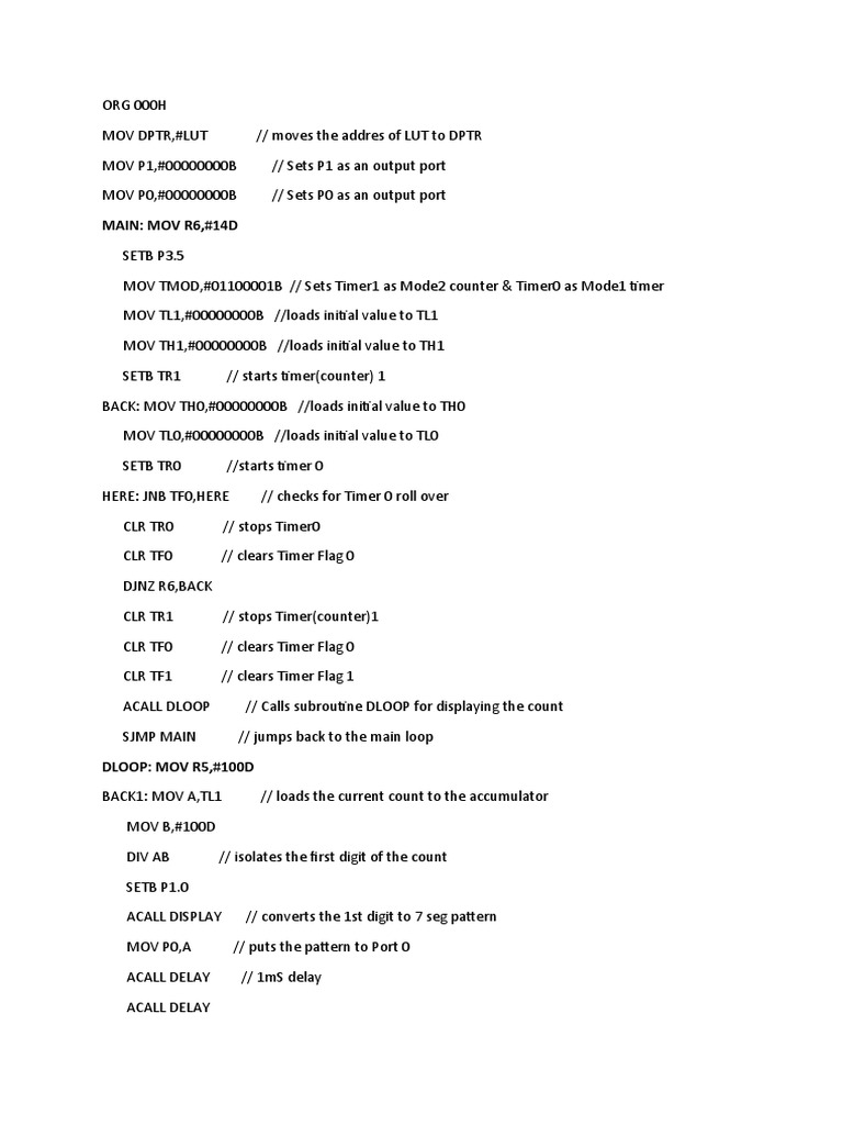 Main: Mov R6,#14D | PDF