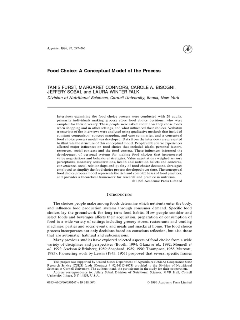 Conceptual Model of Food Choice Process | PDF | Qualitative Research ...