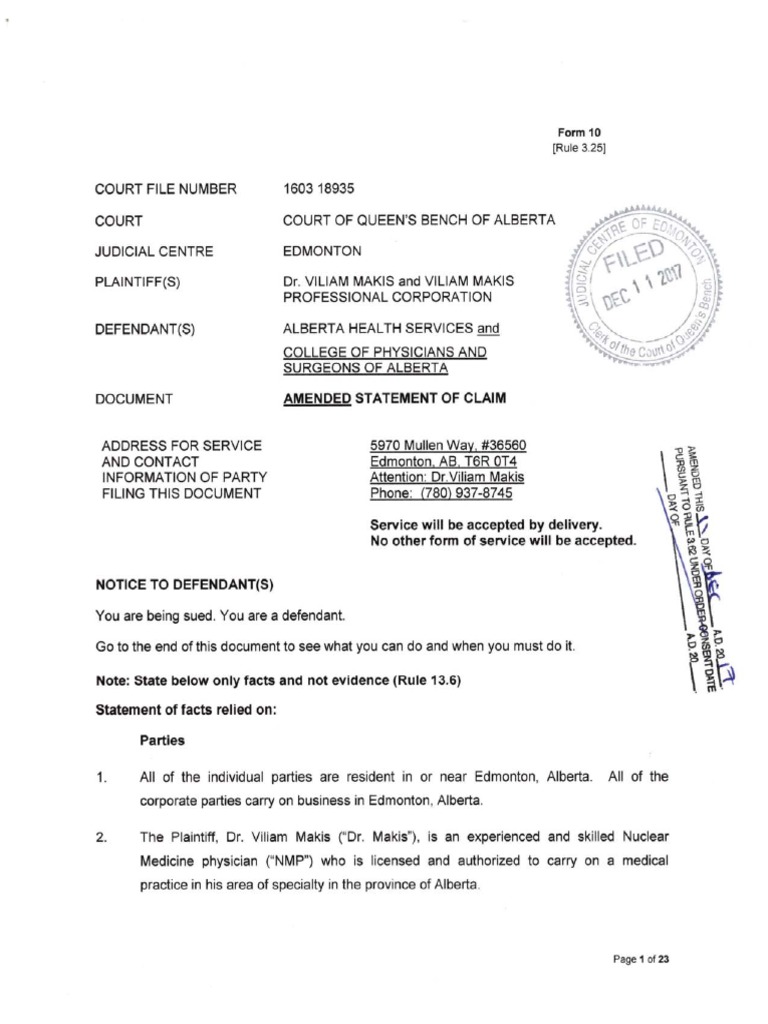 Alberta Health Services Dispute | PDF | Punitive Damages | Damages