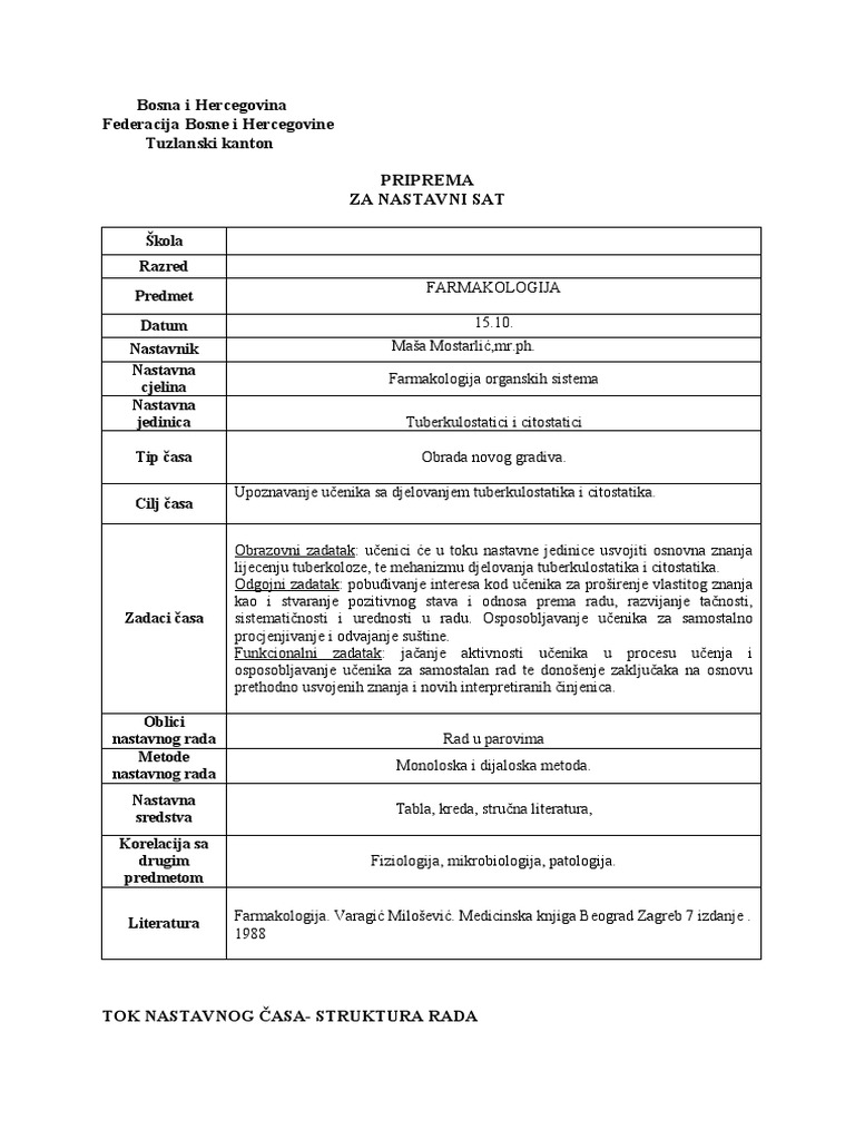 Tuberkulostatici I Citostatici | PDF