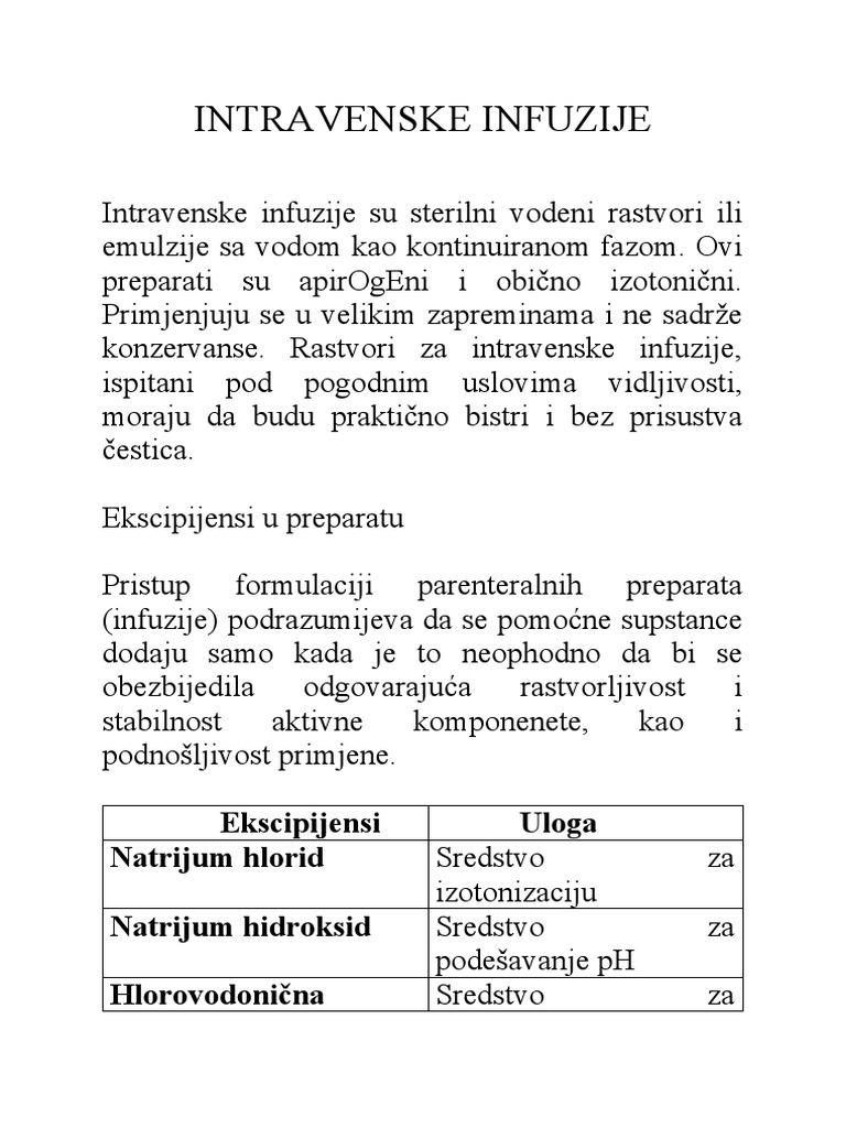 Intravenske Infuzije | PDF