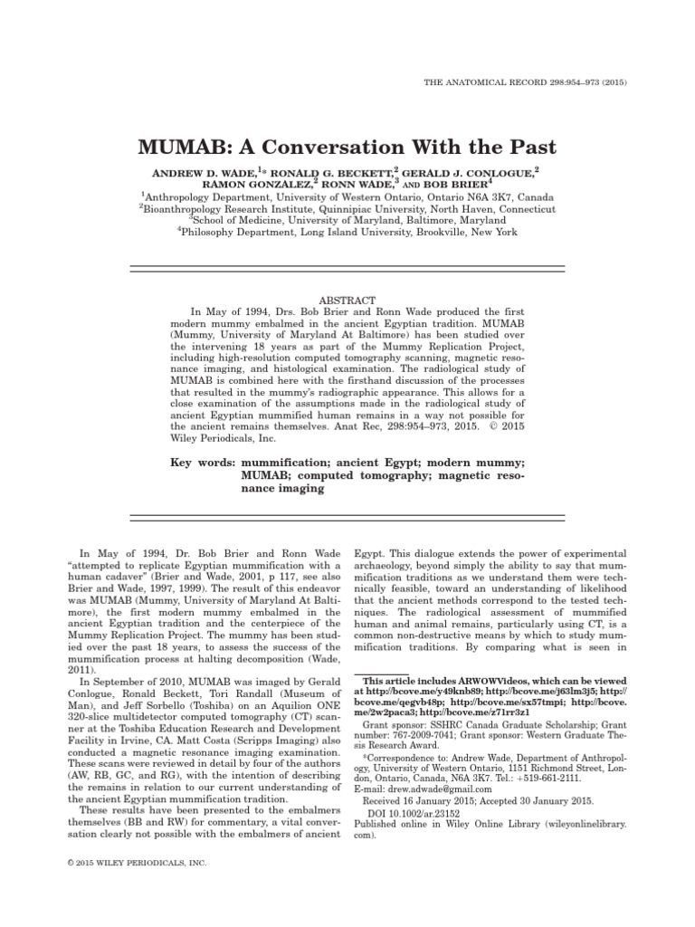 MUMAB: A Conversation With The Past | PDF | Mummy | Lung