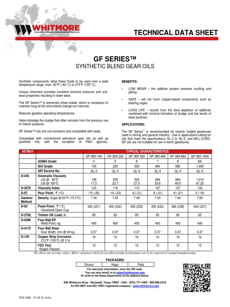Whitmore GF-Series Synthetic Blend Gear Oil | PDF | Viscosity | Liquids