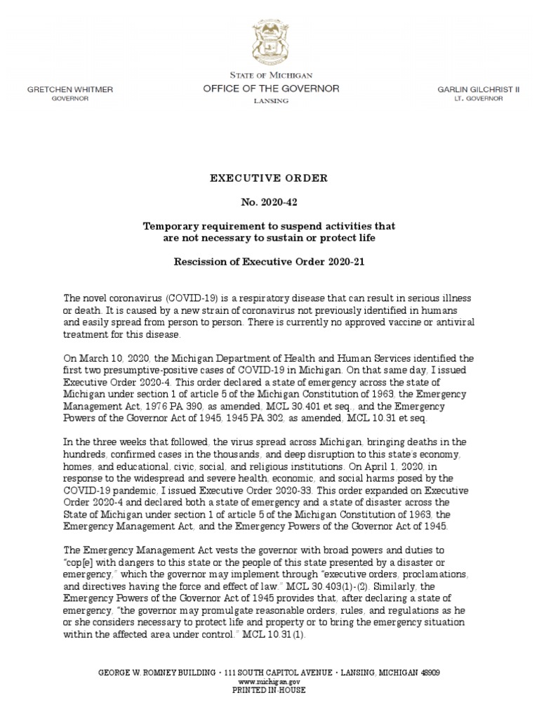 Michigan's Stay-At-Home Order Extended Until May 1 | PDF | Emergency ...