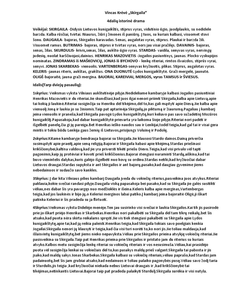 Vincas Kreve Skirgaila Analize (Mokslobaze - LT) | PDF