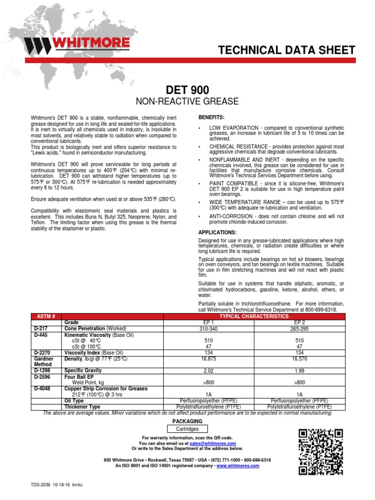 Whitmore Det-900 Grease | Download Free PDF | Lubricant | Bearing ...