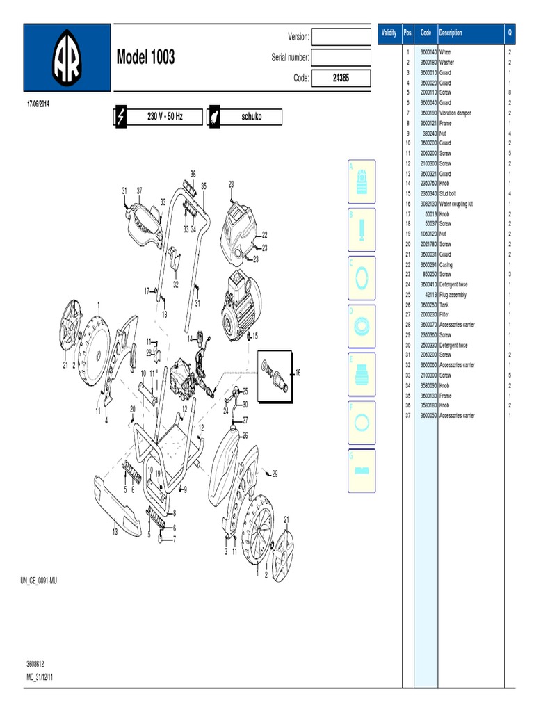 Annovi Reverberi AR 1003 Despiece PDF | PDF | Piston | Screw