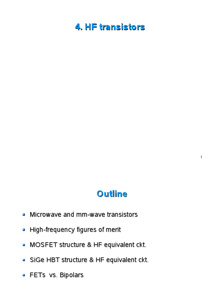 Hfic Chapter 4 HF Transistors 1 PDF | PDF | Field Effect Transistor ...
