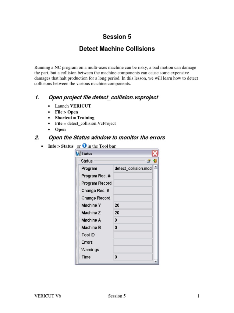 Session 5 Detect Machine Collisions: 1. Open Project File Detect - Collision - Vcproject | PDF ...