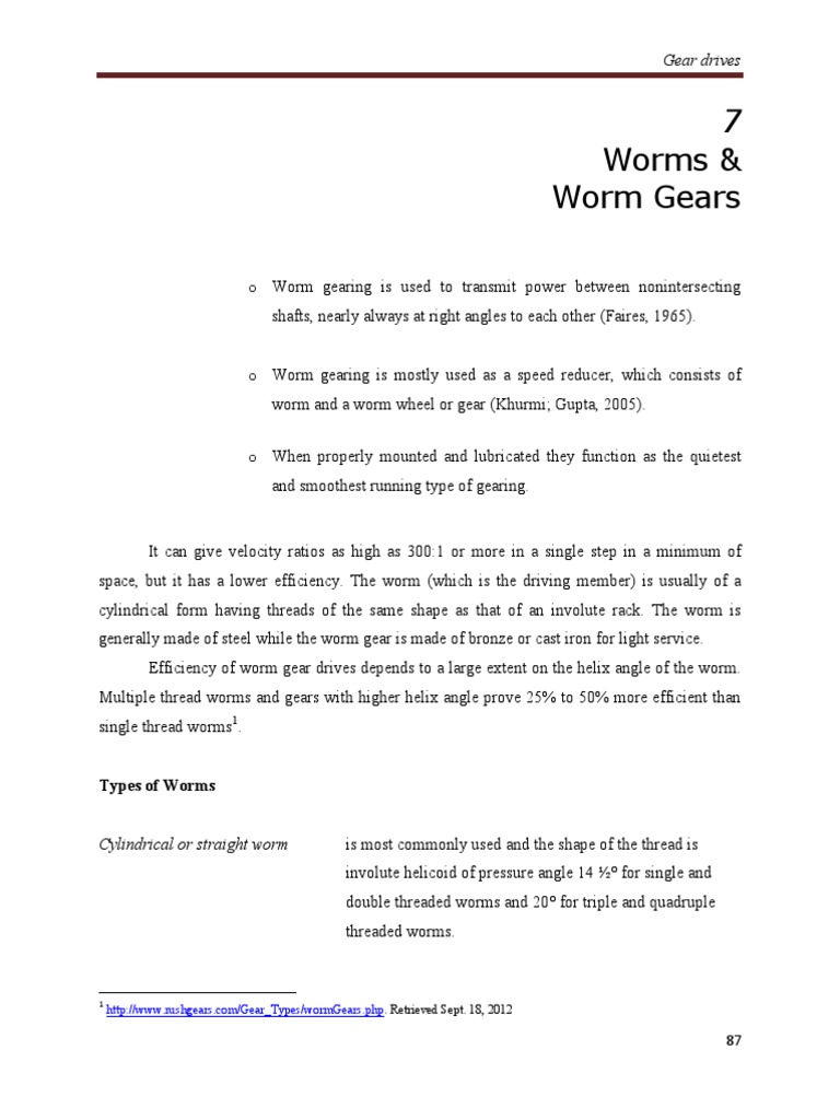 Worms & Worm Gears: Gear Drives | PDF | Gear | Machines
