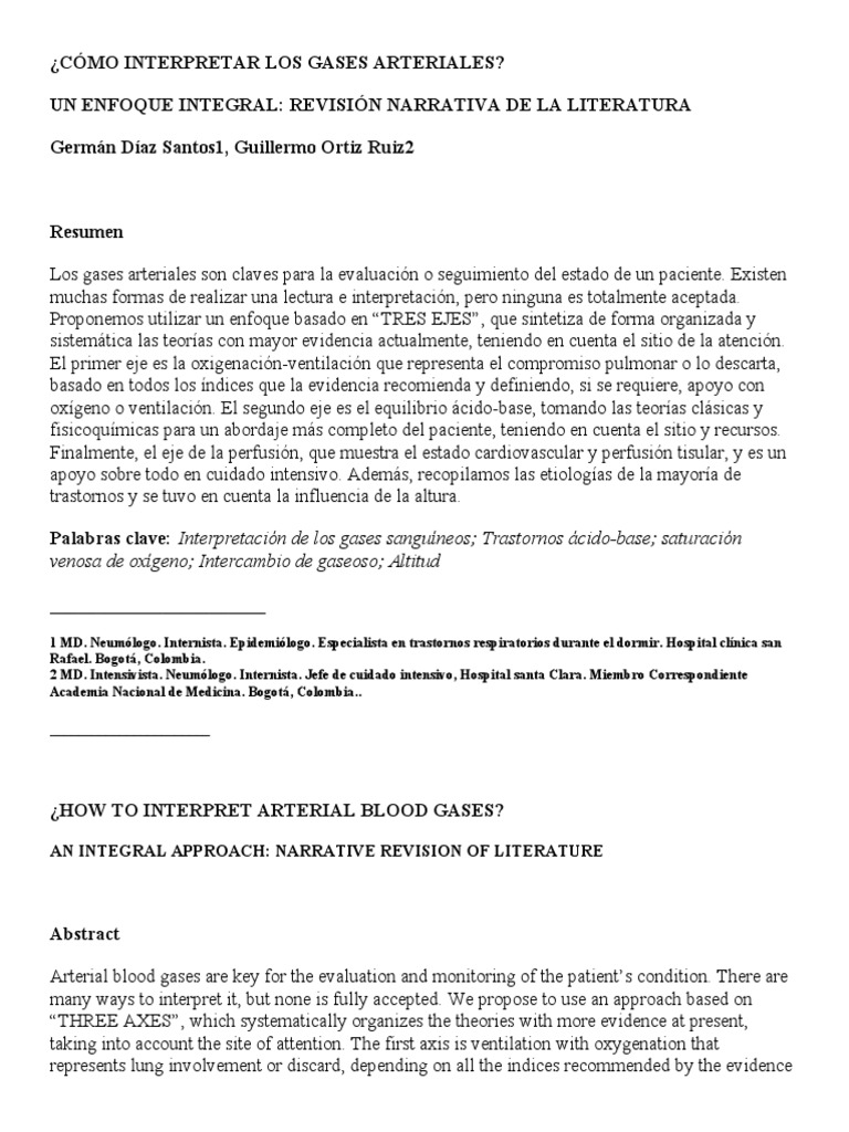 Cómo Interpretar Los Gases Arteriales | PDF | Hemodinámica | Fisiología
