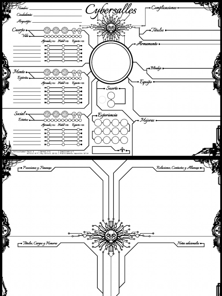 Cybersalles Hoja de Personaje Rellenable PDF | PDF